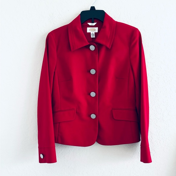 Talbots | Jackets & Coats | Vintage Talbots Jacket Red Silver Buttons ...